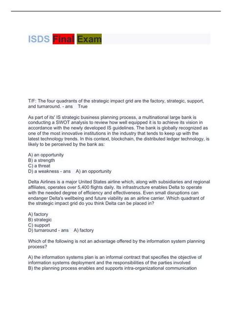 ISDS 3001 Exam 1 Questions With Correct Answers ISDS Stuvia US
