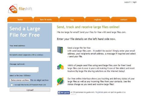 FileShift enviar archivos de GB por correo electrónico