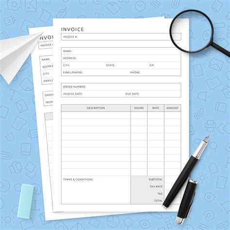 17 Blank Invoice Templates Ai Psd Word Examples Printable Blank
