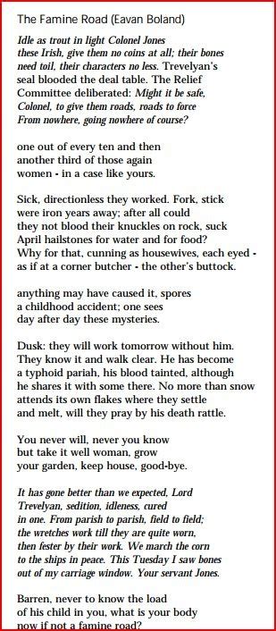 The Famine Road Eavan Boland