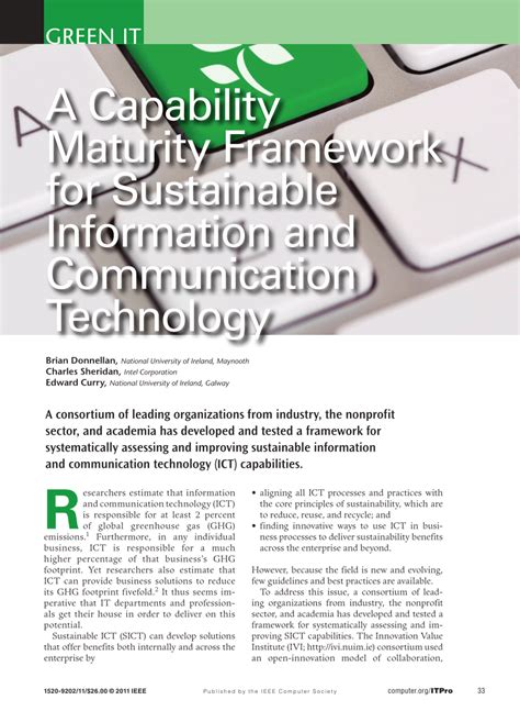 Pdf A Capability Maturity Framework For Sustainable Information And Communication Technology