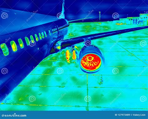 The Engine Of The Airplane Infrared Image Stock Image Image Of