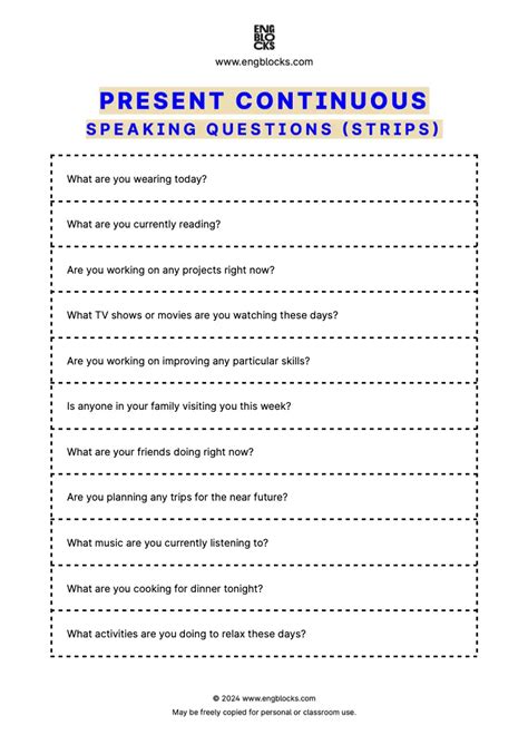 Present Continuous Speaking Questions