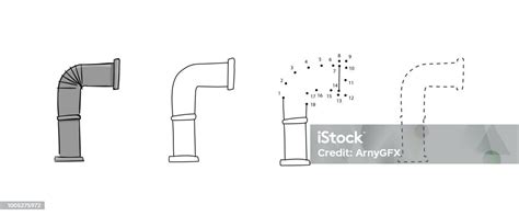 아이 들 그림을 위한 물 공급에 대 한 금속 파이프의 집합입니다 벡터 일러스트 레이 션의 손으로 그려진된 요소 교육 어린이 그림 게임입니다 0명에 대한 스톡 벡터 아트 및