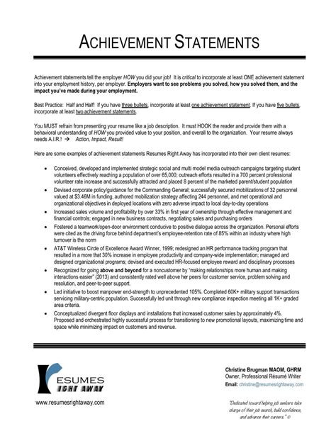 Examples Of Accomplishment Statements