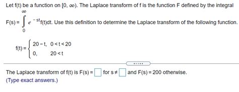 Solved Let Ft Be A Function On 0 Infinity The