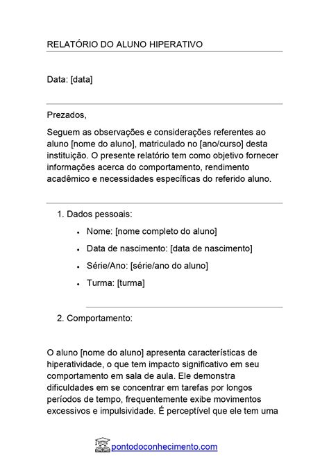 Exemplo De Relatório De Aluno Indisciplinado BRAINCP