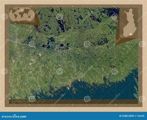 Kymenlaakso Finland Low Res Satellite Capital Stock Illustration