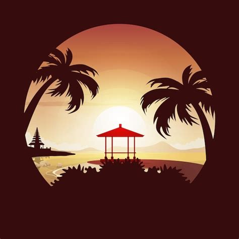Hermoso atardecer isla mar nusa dua playa bali paisaje círculo vista