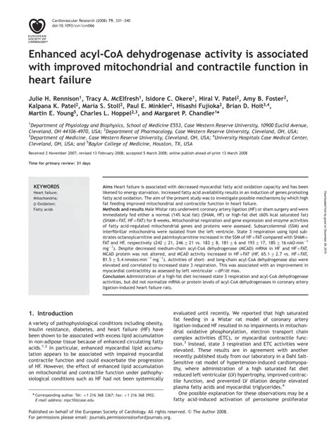 Pdf Enhanced Acyl Coa Dehydrogenase Activity Is Associated With