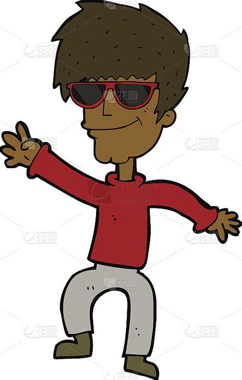 卡通挥手酷小伙