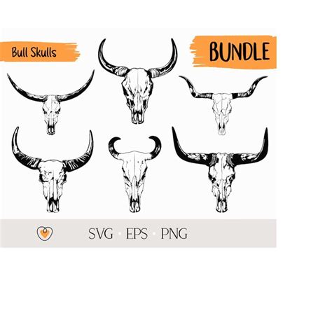 Bull Skull Svg Bundle Cow Skull Svg Png Files Inspire Uplift