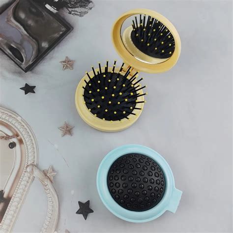 Tallin Folding Mirror Comb Mini Portable Round Massage Folding Comb Girl Hair Brush With Mirror