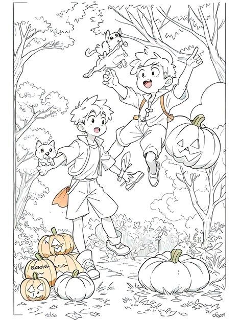 Premium Ai Image Halloween Lineart Coloring Book Spooky Fun Awaits