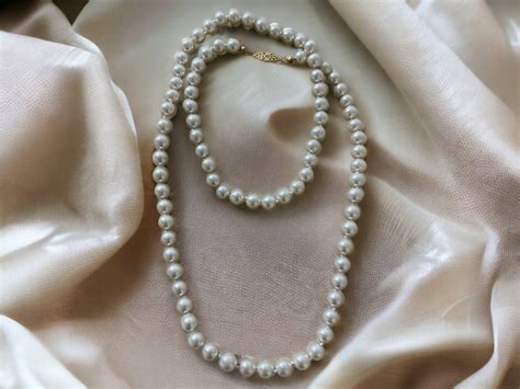 Vintage Glass Pearl Necklace Pearl White Necklace Pearl Necklace