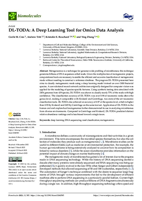 Pdf Dl Toda A Deep Learning Tool For Omics Data Analysis