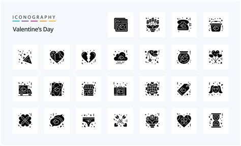 25 Valentines Day Solid Glyph Icon Pack 19217171 Vector Art At Vecteezy