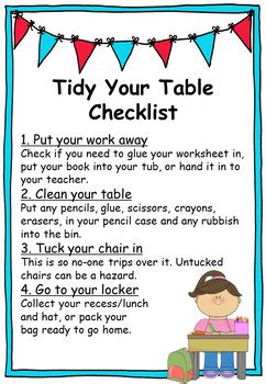Tidy Your Table Checklists By The Worker Bee TPT