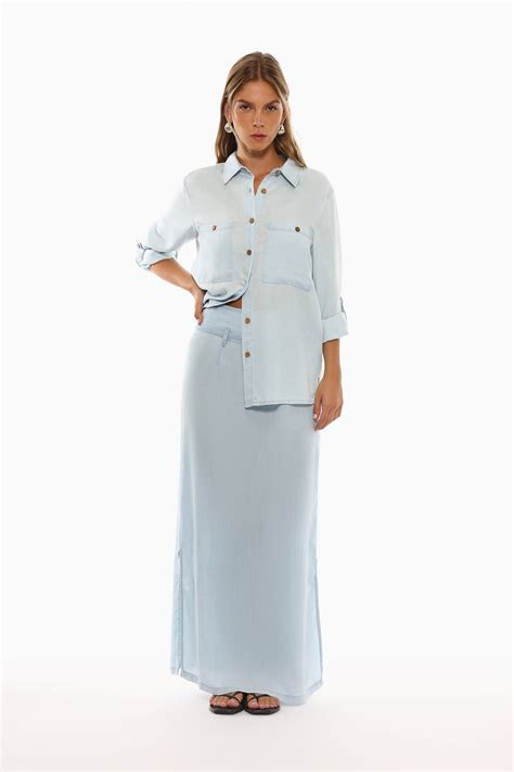 Lightweight Denim Shirt Shirts Clothing Woman Lefties Uae