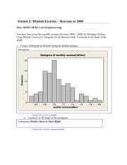 IOE265 Lab1 Uniqname 1 Solutions Section 2 Minitab Exercise Revenue