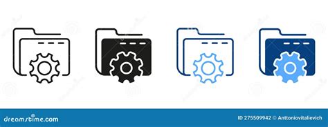 Data Folder Setting Black And Color Symbol Collection Computer Folder