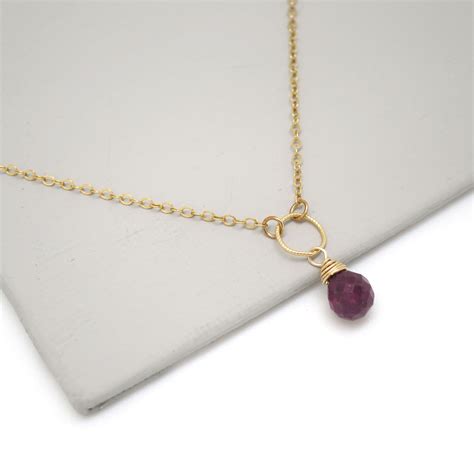 Small Ruby Pendant Dainty Ruby Necklace Simple Ruby Jewelry Etsy