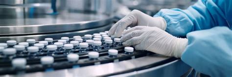 Precision Meets Safety A Person In Gloves Works On A Machine In A Laboratory Stock Illustration