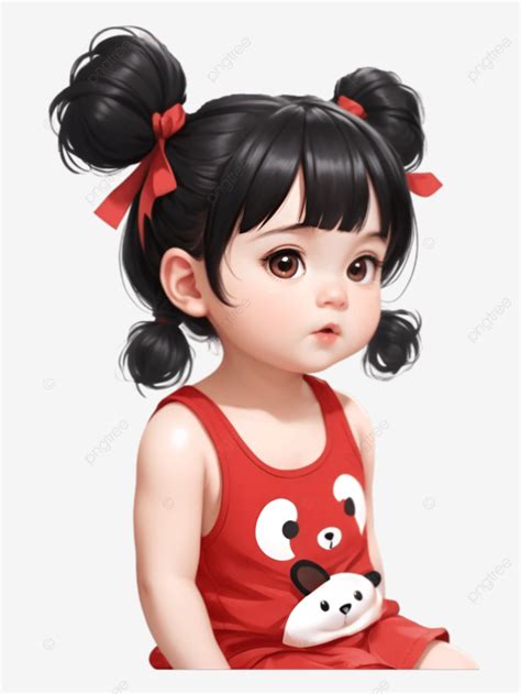 Lindo Bebê Usando Um Vestido Vermelho PNG Bebê Miúdo Encantador PNG