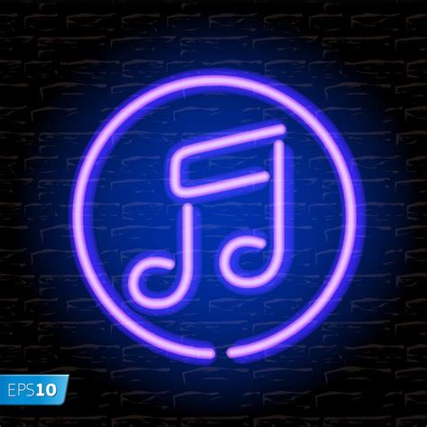 Note De Musique Néon Signe Sur Lillustration Vectorielle De Mur De