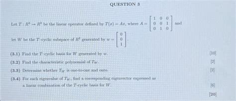 Solved Let Tr3→r3 Be The Linear Operator Defined By