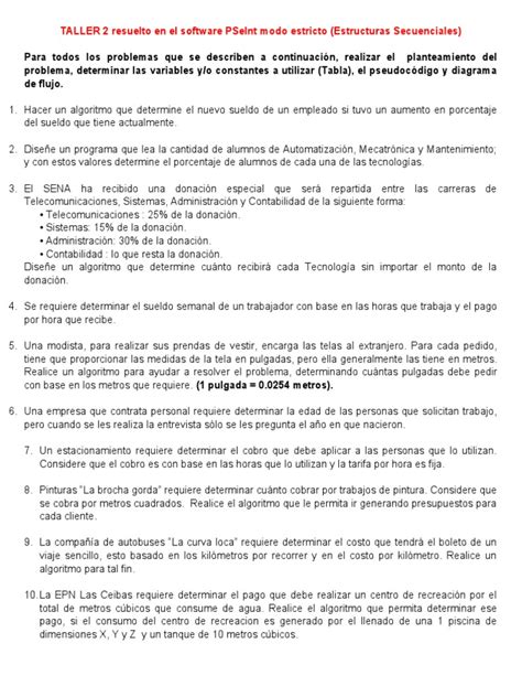 taller 2 algoritmia flexible pdf algoritmos ingeniería de sistemas