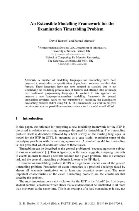 pdf an extensible modelling framework for the examination timetabling