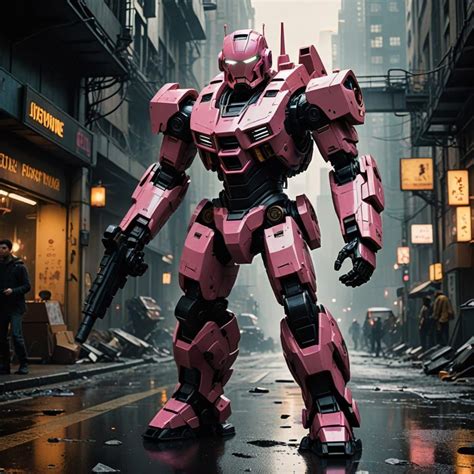 Cyberpunk Robot Suit In Heroic Attack Stance Ai Art