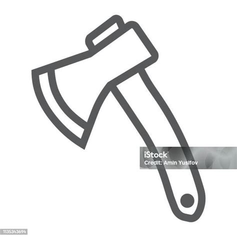 Icône De Ligne Daxe Outil Et Tomahawk Signe De Hache Graphiques