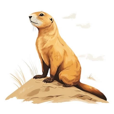 Premium Ai Image Colorful Realism Prairie Rat Illustration With