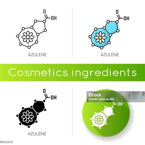 阿祖琳圖示科學化合物化學護膚配方藍色顏料分子結構原子鏈化妝品成分線性黑色和 Rgb 顏色樣式隔離向量插圖向量圖形及更多互聯網圖片 Istock