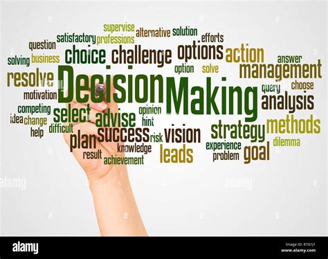 Decision Making Word Cloud And Hand With Marker Concept On White