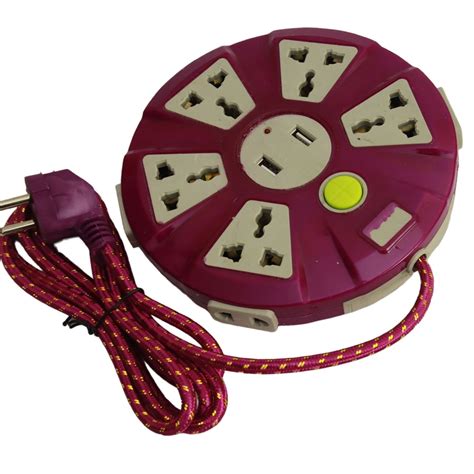 10 Port 2 USB 3000W 16A Max 1 5 Meter Circular Round Nylon Braided Heavy Duty Universal