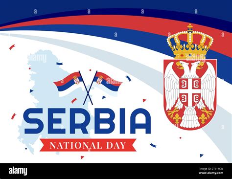 Serbia National Day Vector Illustration On 15 February With Waving Flag