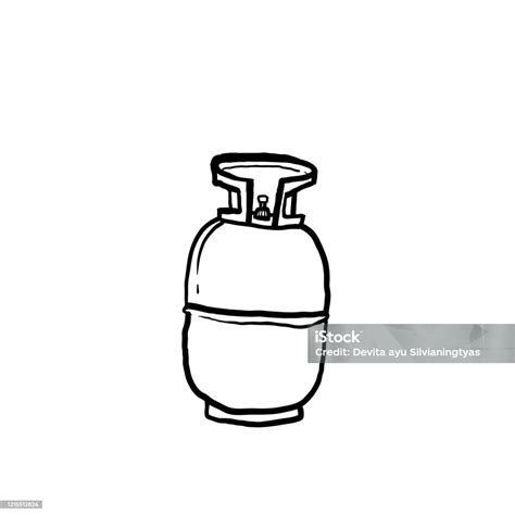 손으로 그린 가스 실린더 벡터 탱크 Lpg 프로판 병 아이콘 용기 산소 가스 실린더 캐니스터 연료 저장낙서 액화 석유 가스에