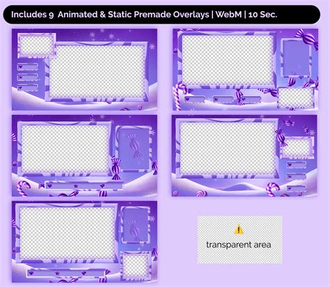 Candy Animated Stream Package Festive Twitch Overlays Holiday Sweet