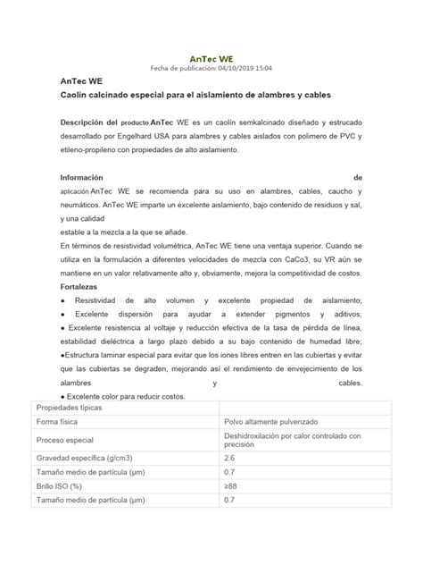 Antec We Caolin Pdf Materiales Ciencias Fisicas