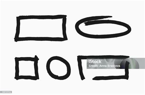 거친 브러시로 직접 그린 다른 그런 지 프레임의 집합입니다 정사각형 직사각형 원형 타원형 테두리 스케치 페인트 수채화입니다 건설