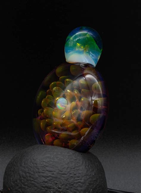 Fumed Borosilicate Implosion Pendant With Opal Etsy