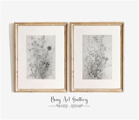 Botanical Drawing Minimalist Etching Printable Botanical Sketch Art
