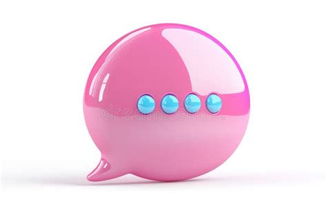 A 3d Rendered Illustration Of A Pink Speech Bubble Icon With Three Blue