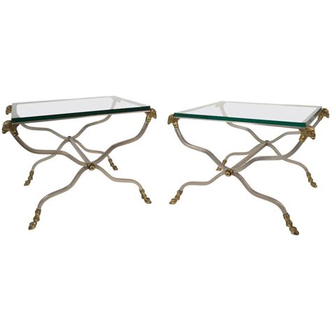 Pair Of Italian Steel And Brass Side Tables For Sale At 1stdibs