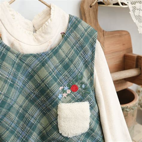 Warm Plaid Pinafore Dress The Cottagecore