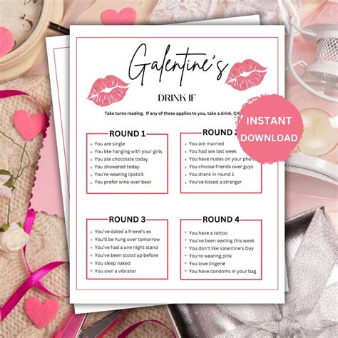 Drink If Printable Galentines Game Adult Ladies Night Out Party Game