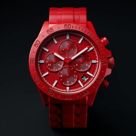 Premium Photo Bold And Angular Red Chronograph With Photorealistic Rendering